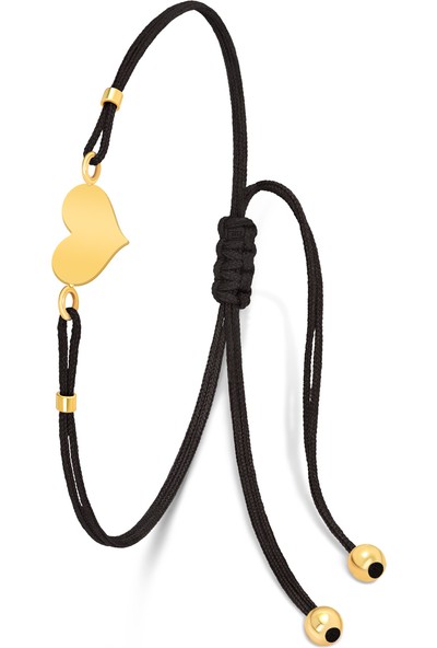 Fay Yamaner 14 Ayar Altın Kalp Ipli Bileklik