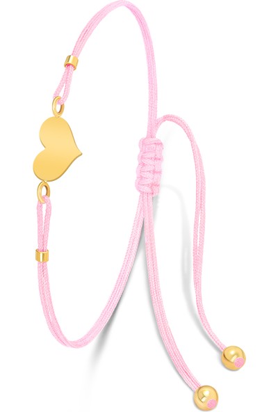 Fay Yamaner 14 Ayar Altın Kalp Ipli Bileklik