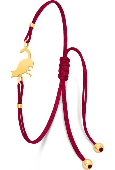 Fay Yamaner 14 Ayar Altın Kedi Ipli Bileklik