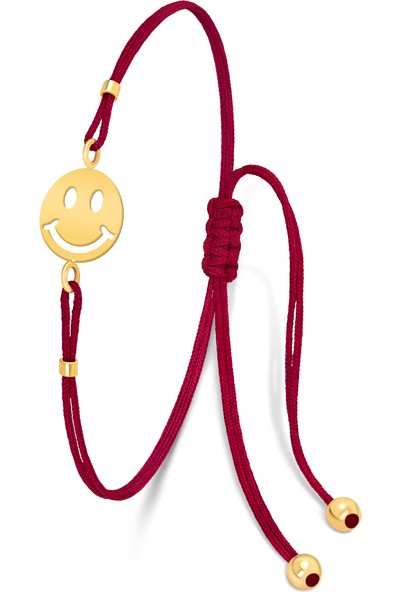 Fay Yamaner 14 Ayar Altın Gülen Yüz Ipli Bileklik