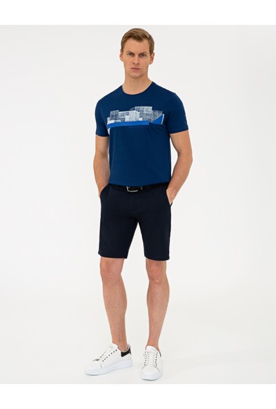 Pierre Cardin Lacivert Standart Fit Bermuda Şort 50240363-VR033 Pierre Cardin Lacivert Standart Fit Bermuda Şort 50240363-VR033