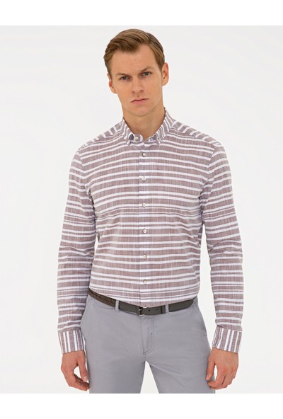 Pierre Cardin Kahverengi Slim Fit Gömlek 50240464-VR029