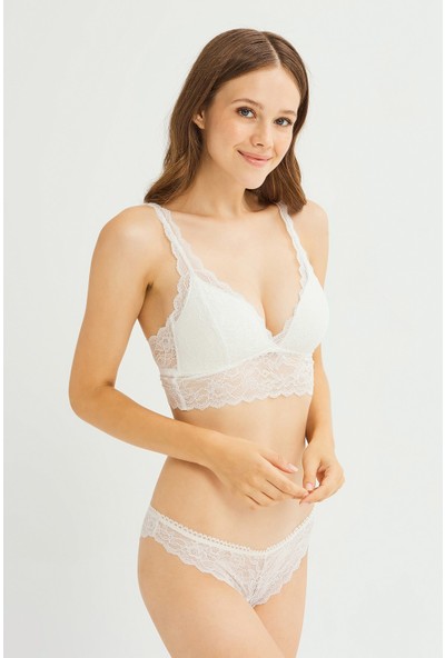 Cansoy Ekru Bralet Sütyen Takımı