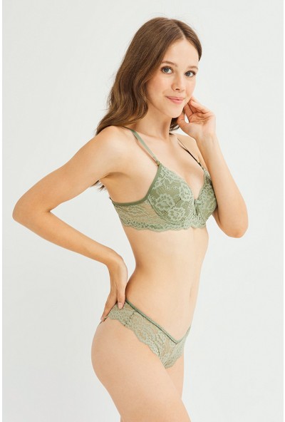 Cansoy Dantelli Desteksiz Haki Sütyen Takımı Cansoy Dantelli Desteksiz Haki Sütyen Takımı