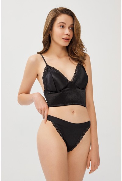 Cansoy Siyah Kadife Sütyen Takımı Cansoy Siyah Kadife Sütyen Takımı