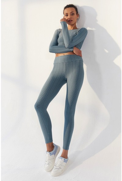 Tommy Life Mint Yeşili Kadın Yüksek Bel Toparlayıcı Dar Paça Brezilya Tayt-94603