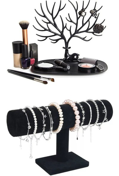 Siyah Geyik Tasarımlı Takı Mücevher Standı ve Bileklik Bilezik Mücevher Standı Organizer