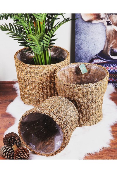 Home Naturel Hasır Saksılık Yuvarlak Hasır Sepet Saksılık HN12001