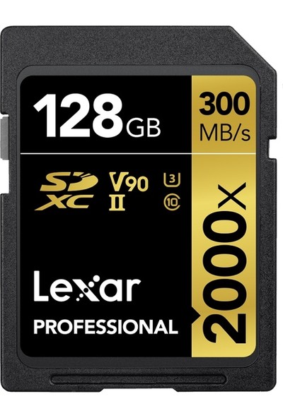 Lexar 128GB SDXC UHS-II 2000X 300MB/s V90 U3 C10 4K Hafıza Kartı LSD2000128G-BNNNG Lexar 128GB SDXC UHS-II 2000X 300MB/s V90 U3 C10 4K Hafıza Kartı LSD2000128G-BNNNG