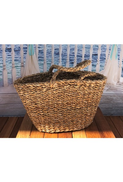 Home Naturel Hasır Plaj Çantası El Yapımı Naturel