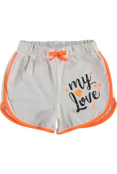Başak Çocuk Giyim 330934 Kız My Love Neon Penye Şort 3/6 Yaş - Beyaz - 3-4 Yaş