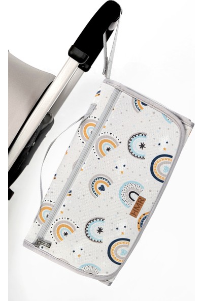 Hamur Bebek Alt Açma Minderi Bakım Çantası Gökkuşağı Mavi