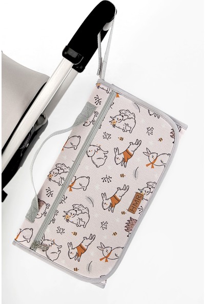 Hamur Bebek Alt Açma Minderi Bakım Çantası Tavsan Pudra