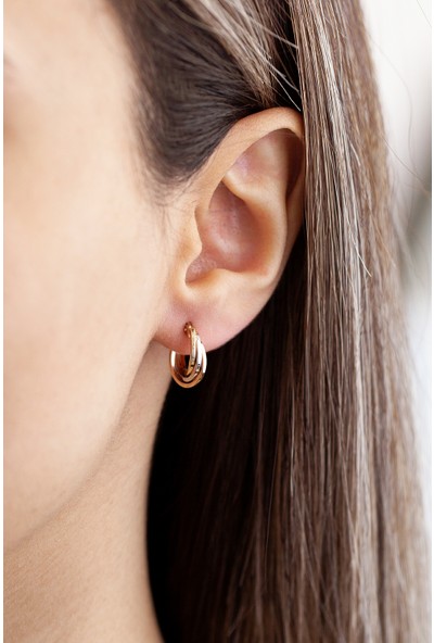 Uşaklıhafız Kuyumculuk 14 Ayar Altın Üç Renkli Üçlü Küçük Boy Halka Küpe (10MM) Uşaklıhafız Kuyumculuk 14 Ayar Altın Üç Renkli Üçlü Küçük Boy Halka Küpe (10MM)