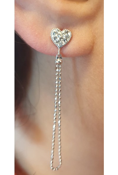 Karra Jewelry 925 Kadın Kalp Model Sallantılı Zincirli Swarovski Taşlı Çift Küpe Karra Jewelry 925 Kadın Kalp Model Sallantılı Zincirli Swarovski Taşlı Çift Küpe