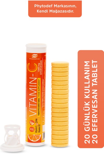 Phytodef Vitamin C & Çinko Vitamin D3 - 20 Efervesan Tablet (Portakal Aromalı) Phytodef Vitamin C & Çinko Vitamin D3 - 20 Efervesan Tablet (Portakal Aromalı)