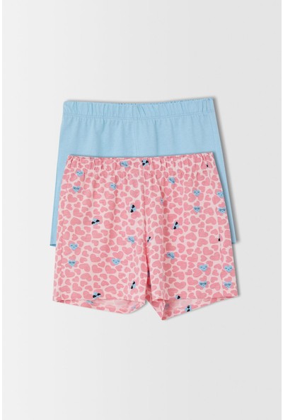 DeFacto Kız Çocuk Kalp Desenli 2'li Pamuklu Şort Pijama Altı T2561A621HS
