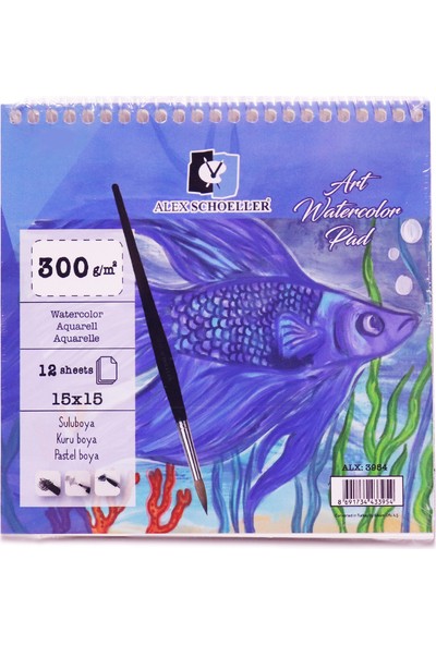 Alex Schoeller Spiralli Suluboya Defteri 300 gr 12 Yaprak 15 x 15 cm