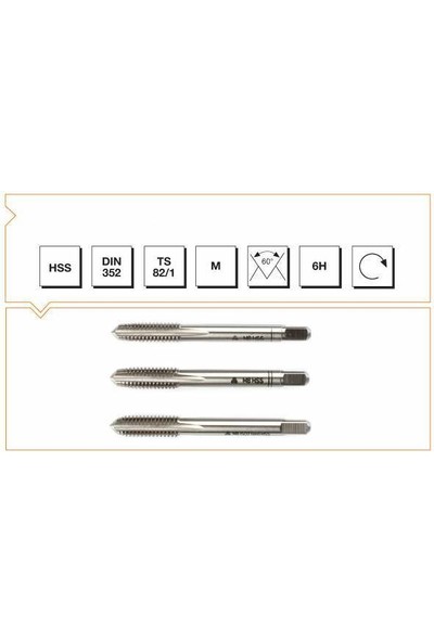 Mte Hss Dın 352 Metrik Normal Vidalı 3'lü Takım 10 mm El Kılavuzu