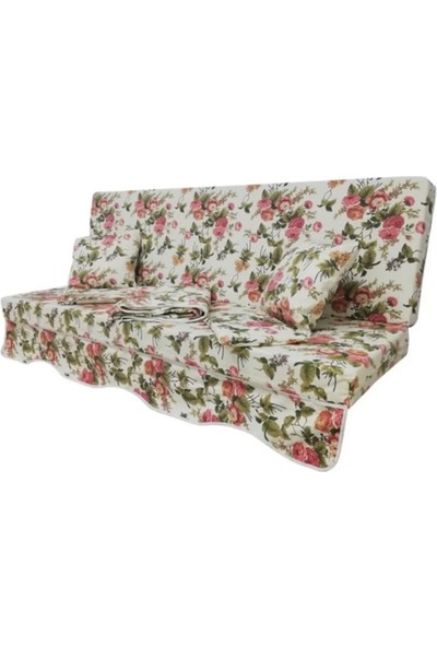 Amazon Ev Salıncak Minderi 3 Kişilik Duck Kumaş Süngerli Salıncak Minder Takımı - Ingiliz Gülü