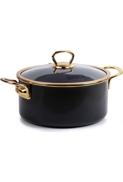 sembol Zücev Valery Emaye 20 cm Derin Tencere Siyah/gold sembol Zücev Valery Emaye 20 cm Derin Tencere Siyah/gold