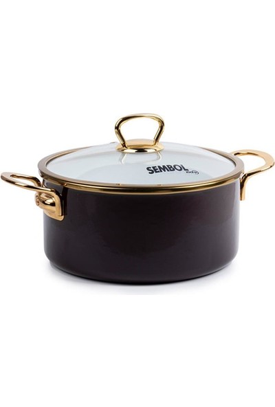 sembol Emaye 20 cm Derin Tencere Mürdüm/gold sembol Emaye 20 cm Derin Tencere Mürdüm/gold