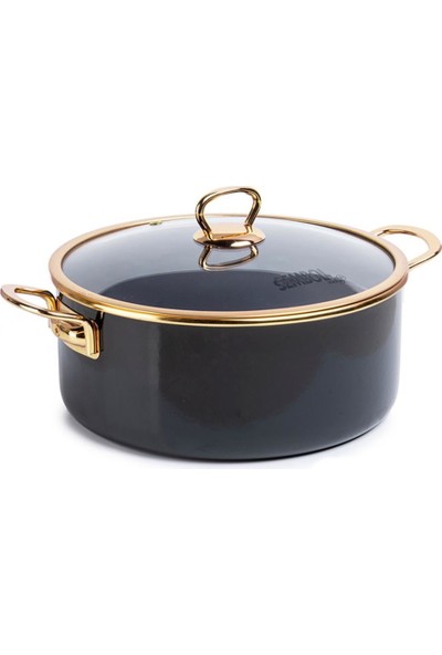 sembol Emaye 24 cm Derin Tencere Siyah/gold sembol Emaye 24 cm Derin Tencere Siyah/gold