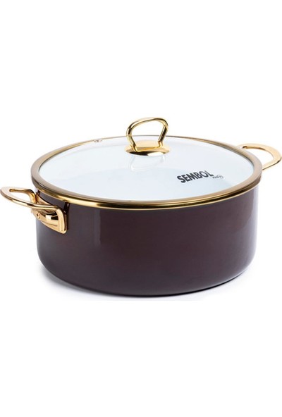 sembol Emaye 24 cm Derin Tencere Mürdüm/gold sembol Emaye 24 cm Derin Tencere Mürdüm/gold
