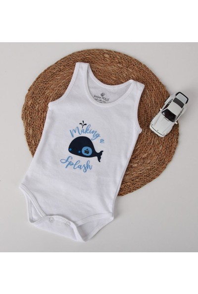 Sea Bubbles Balina Desenli Askılı Çıtçıtlı Body Zıbın