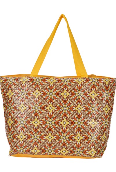 Zigga 05082 Sarı Hasır Büyük Boy Kadın Plaj Çantası
