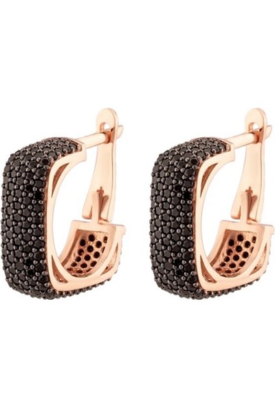 Candie Silver Kare Beş Sıra Siyah Zirkon Taşlı Gümüş Küpe Candie Silver Kare Beş Sıra Siyah Zirkon Taşlı Gümüş Küpe