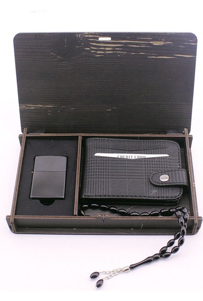 Deco Elit Babaya Özel Ahşap Kutulu Cüzdan, Tesbih ve Çakmak Set Deco Elit Babaya Özel Ahşap Kutulu Cüzdan, Tesbih ve Çakmak Set