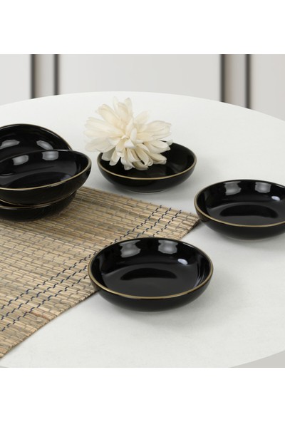 Keramika Gold Line Black Halka Çerezlik/sosluk 13 cm 6 Adet Keramika Gold Line Black Halka Çerezlik/sosluk 13 cm 6 Adet