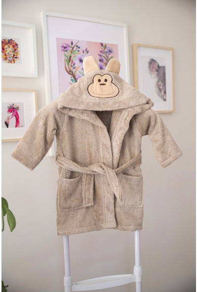 Ely Parker Kapşonlu Çocuk Bornoz Pamuklu Su Emici Maymun Erkek Kız Ely Parker Kapşonlu Çocuk Bornoz Pamuklu Su Emici Maymun Erkek Kız