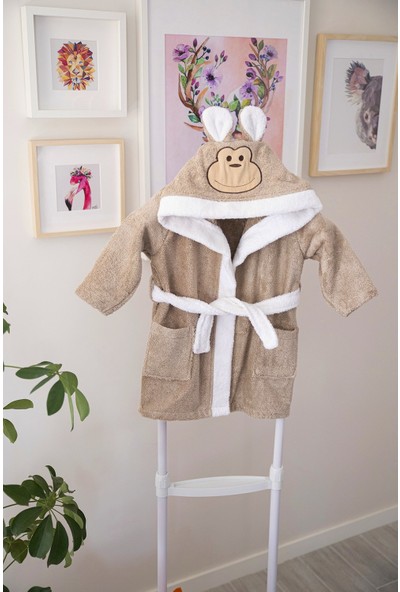 Ely Parker Kapşonlu Çocuk Bornoz Pamuklu Su Emici Maymune Erkek Kız Ely Parker Kapşonlu Çocuk Bornoz Pamuklu Su Emici Maymune Erkek Kız