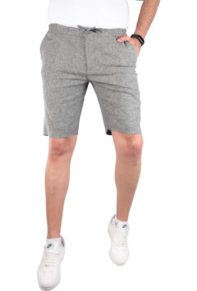 Tom Free Store Erkek Likralı Beli Lastikli Keten Bağcıklı Yan Cep Şort