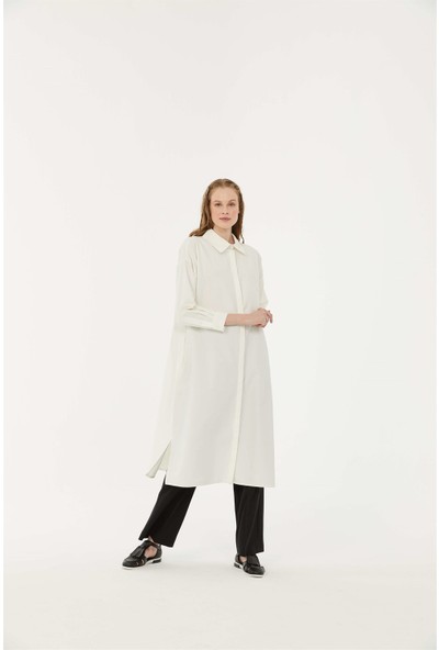 Fahhar Oval Uzun Gömlek Ekru