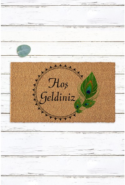 Paspas Yap Yuvarlak Çerçeveli ve Yeşil Yapraklı Hoş Geldiniz Kapı Paspası Paspas Yap Yuvarlak Çerçeveli ve Yeşil Yapraklı Hoş Geldiniz Kapı Paspası