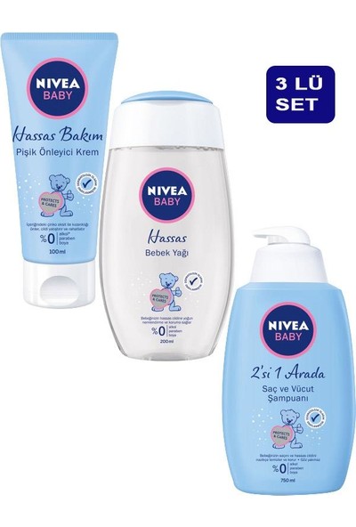 Nivea Nbody Vücut Şampuanı 750 ml + Nbody Pişik Önleyici 100 ml + Nbody Bebek Yağı 200 ml