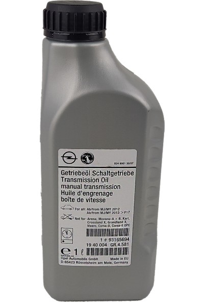 Opel Şanzuman Yağı Bot 303 F17 Astra-H Sarı 93165694 Opel Şanzuman Yağı Bot 303 F17 Astra-H Sarı 93165694