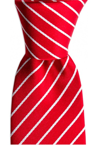 1001 Kravat Kırmızı Çizgili 7,5 cm Genişliğinde Ipek Kravat 1001 Kravat Kırmızı Çizgili 7,5 cm Genişliğinde Ipek Kravat