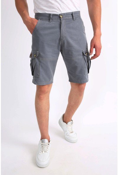 Ette Erkek Füme Slim Fit Kargo Cep Kapri Şort 3400 Ette Erkek Füme Slim Fit Kargo Cep Kapri Şort 3400