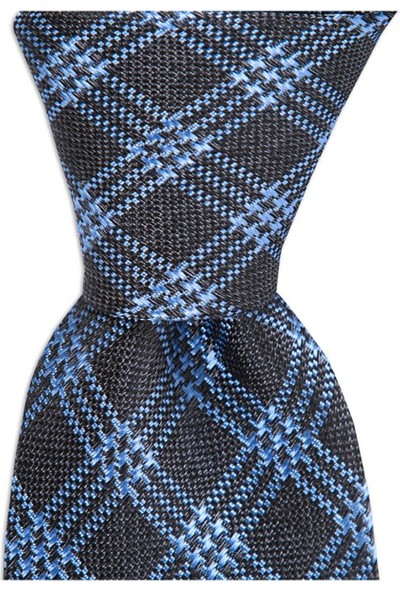 1001 Kravat Mavi Renkli 8 cm Genişliğinde Yün Ipek Karışımlı Kravat