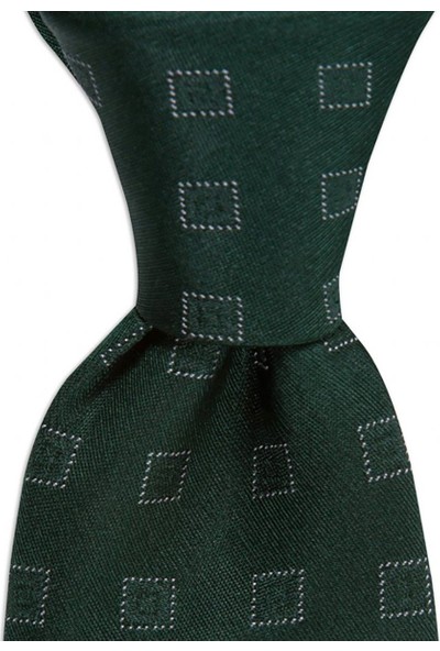 1001 Kravat Yeşil Desenli 8 cm Genişliğinde Ipek Kravat