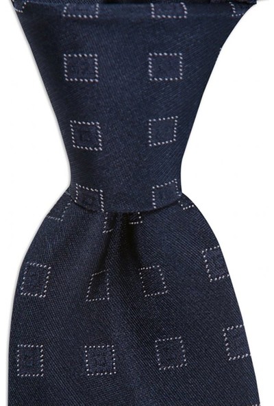 1001 Kravat Lacivert Desenli 8 cm Genişliğinde Ipek Kravat