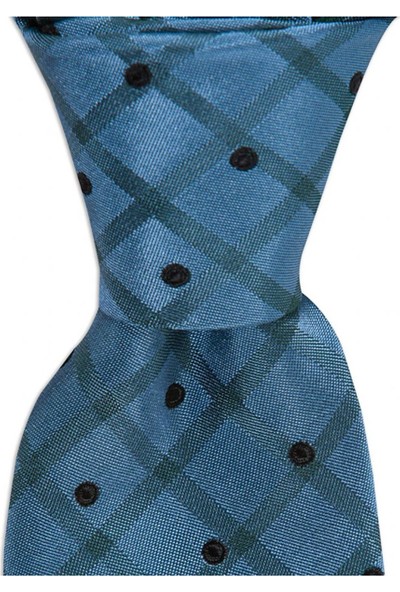 1001 Kravat Yeşil Desenli 8 cm Genişliğinde Ipek Kravat