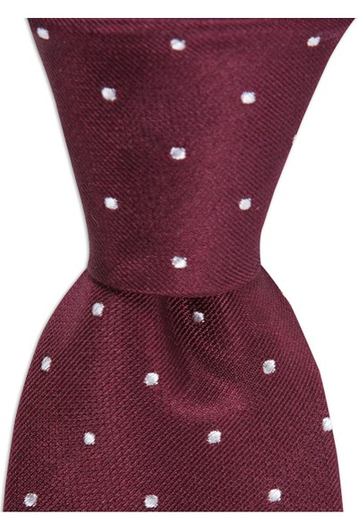 1001 Kravat Bordo Desenli 8 cm Genişliğinde Ipek Kravat