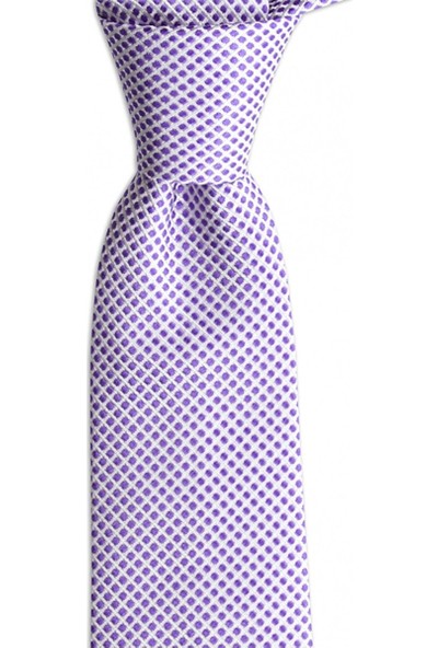 1001 Kravat Lila Desenli 7 cm Genişliğinde Ipek Kravat