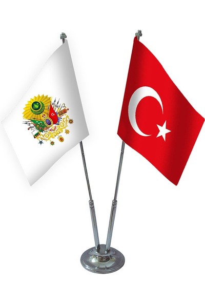 Bayrak Online Osmanlı Tuğrası Masa Bayrağı Takımı 2'li