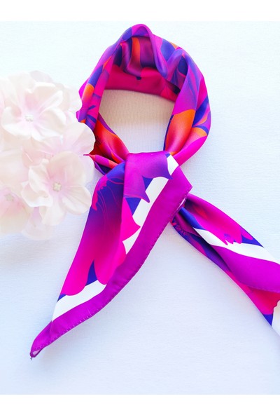 Kadın Çiçek Desenli Fular,bandana,saç Bantı